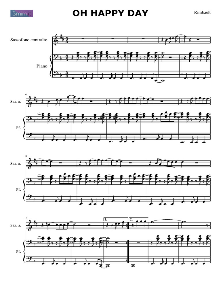 Saxophone Partitura: Oh Happy Day | PDF