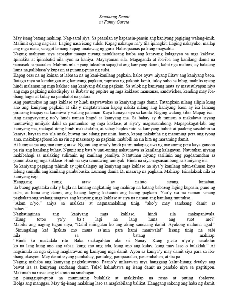 Sandaang Damit Ni Fanny Grcia | PDF
