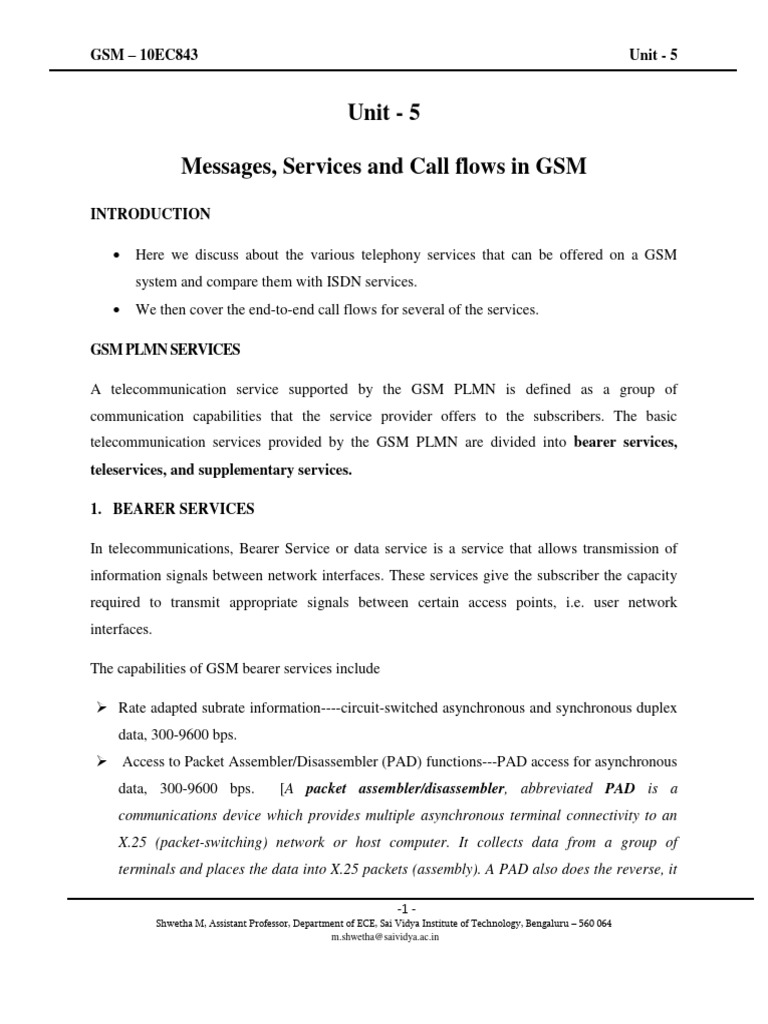 UNIT - 5 - Messages, Services and Call Flows in GSM | PDF | Computer ...