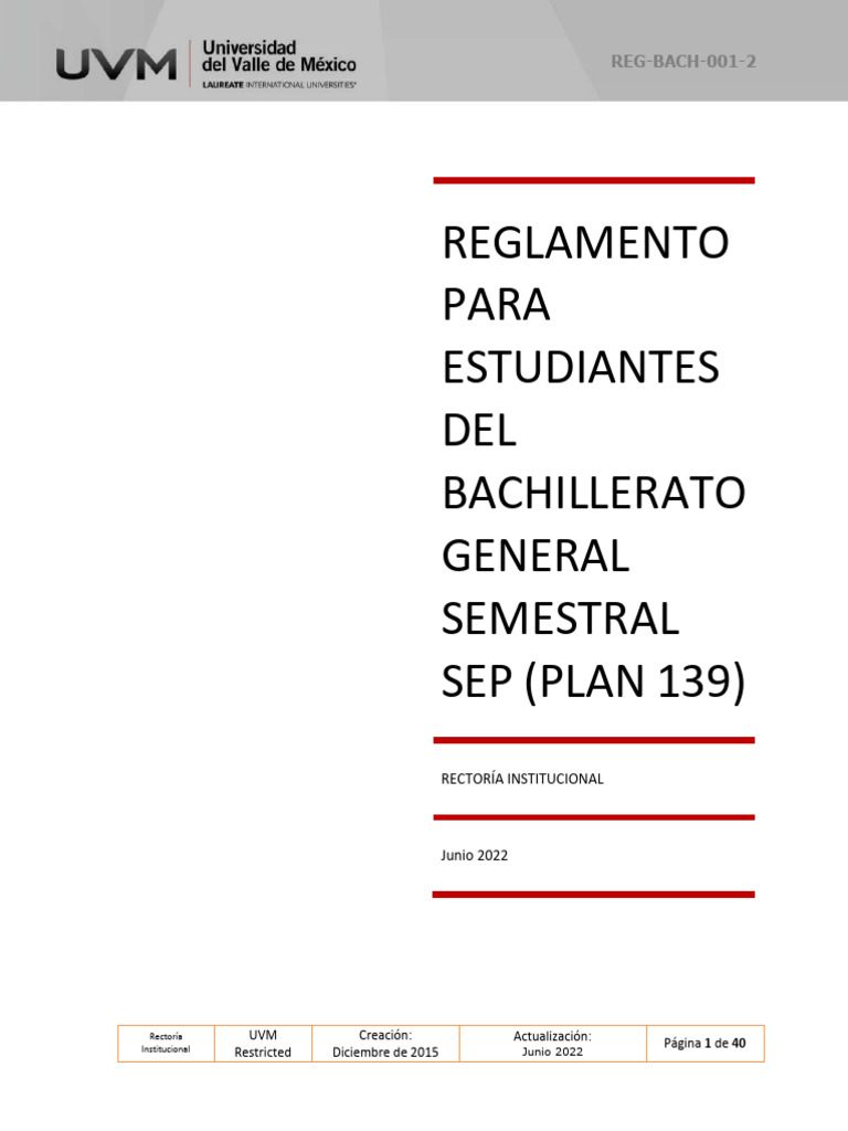Reglamento Bachillerato UVM | PDF | Evaluación | Plan de estudios