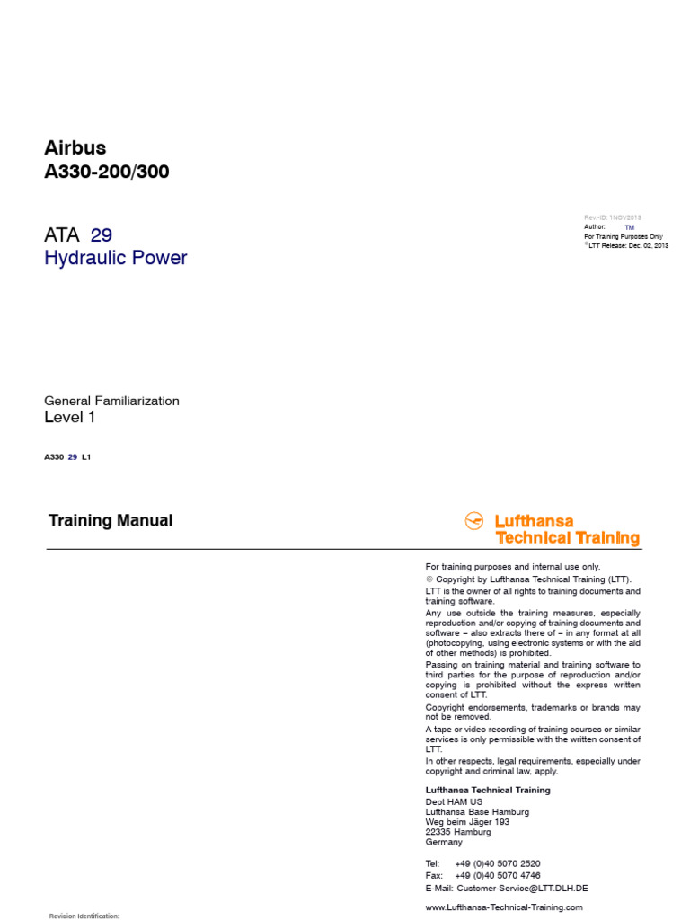 A330-200/300 Airbus: Hydraulic Power 29 | PDF | Pump | Valve