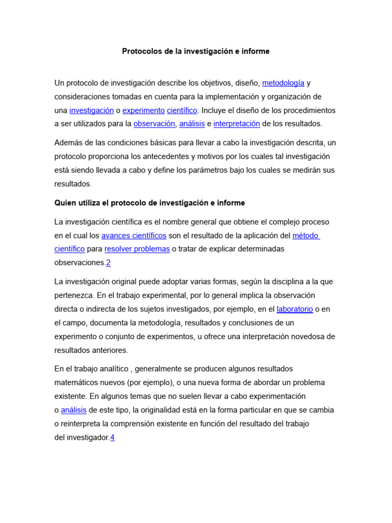 Protocolos de La Investigación e Informe | PDF | Experimentar | Science