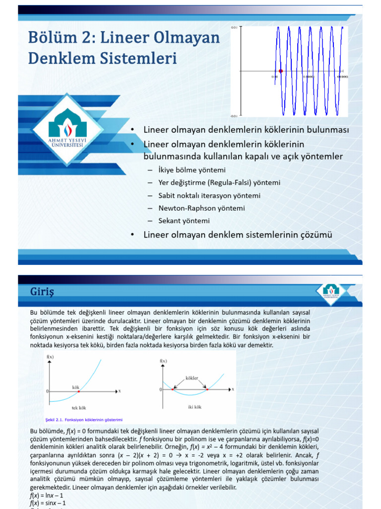 Bolum-2 LineerOlmayanDenklemSistemleri | PDF