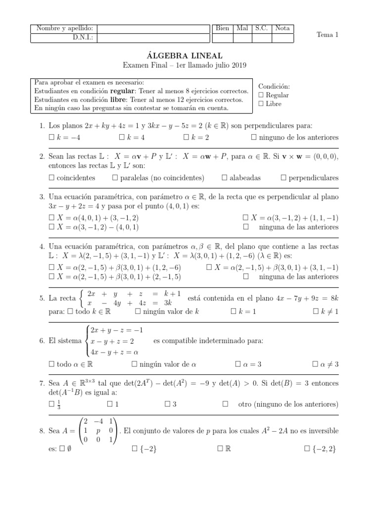 FinalJulio2019 (1erllamado) | PDF | Mapa lineal | Funciones y mapeos