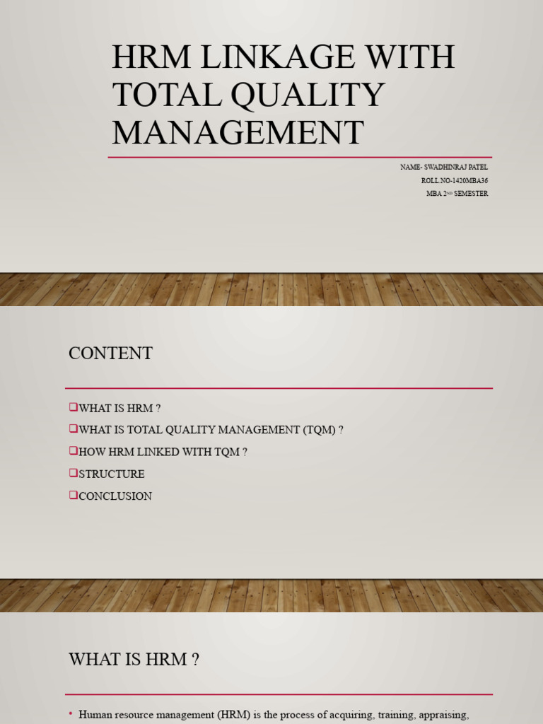 HRM Linkage With Total Quality Management | PDF