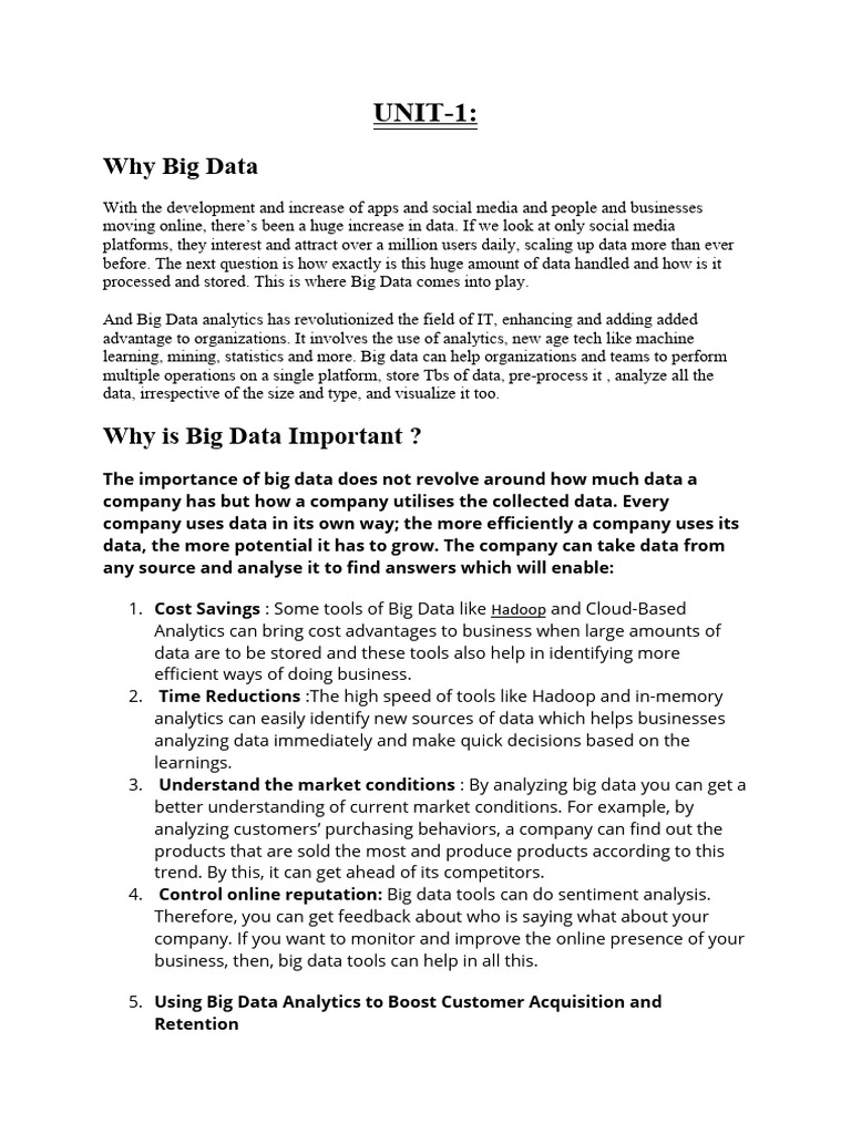 Bigdata UNIT-1 | PDF | Big Data | Analytics