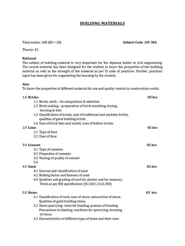 Building Materials | PDF | Concrete | Brick