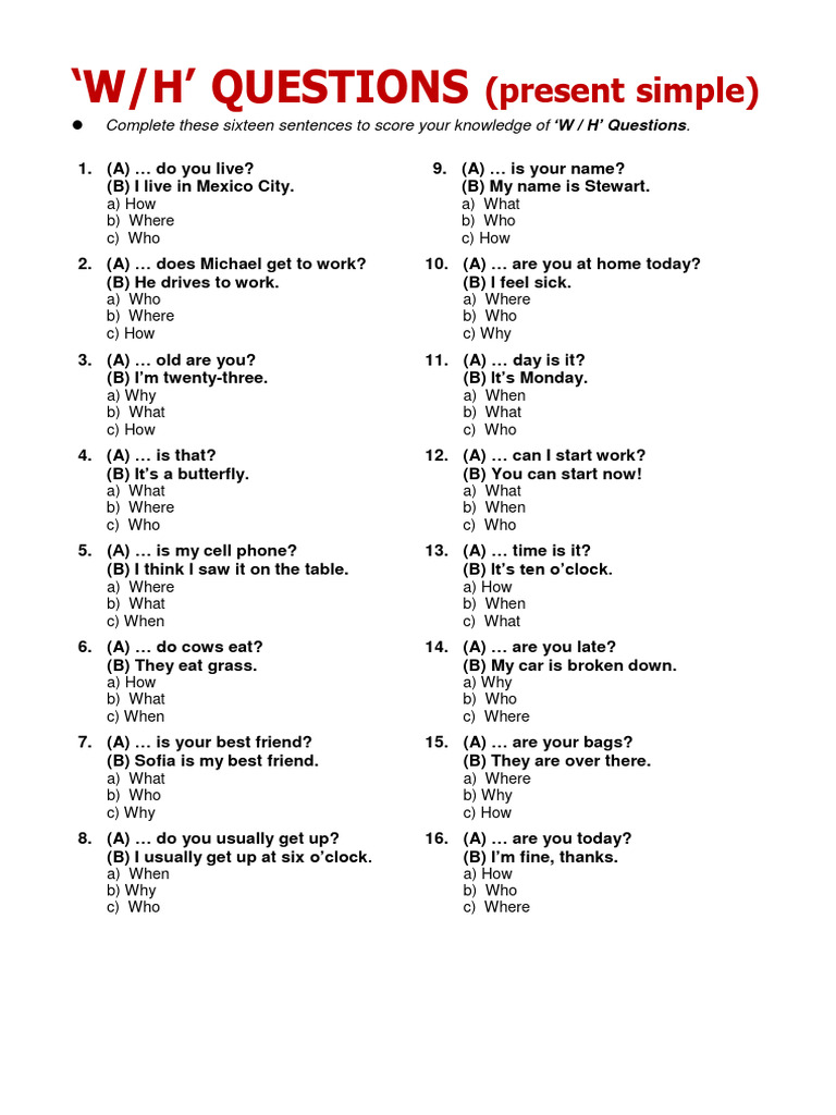 WH Questions | PDF