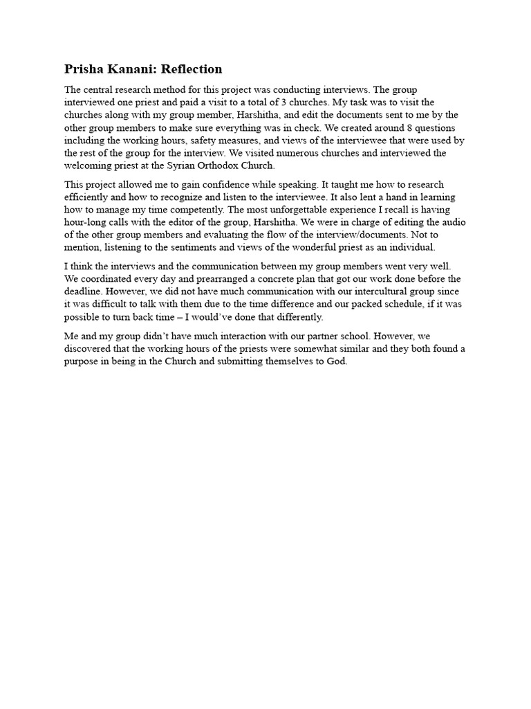 Prisha Kanani - Reflection | PDF