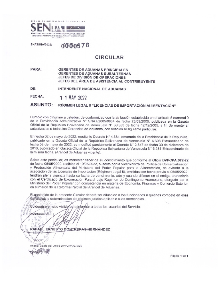 Circular 578 Alimentos | PDF