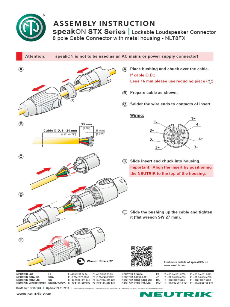 Bda 148 - Speakon STX Series nlt8fx | PDF | Electrical Connector ...