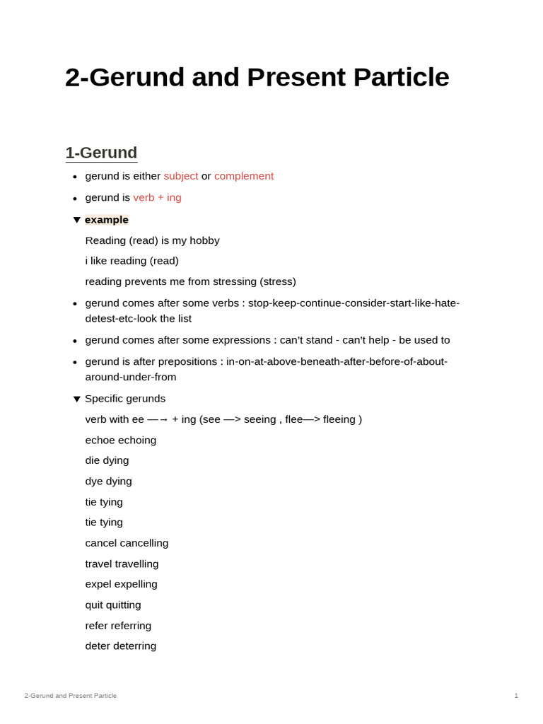 Gerunds and Present Participles Explained | PDF