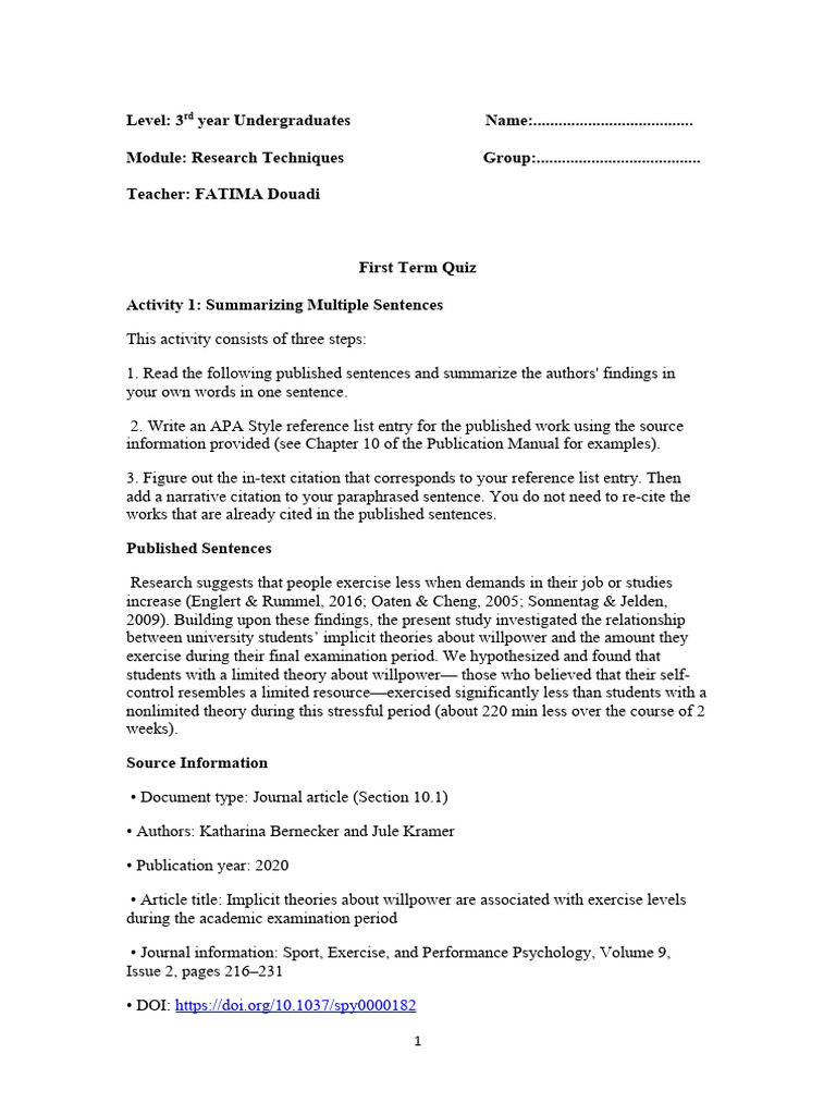 Quiz 2 Pdf Citation Psychology