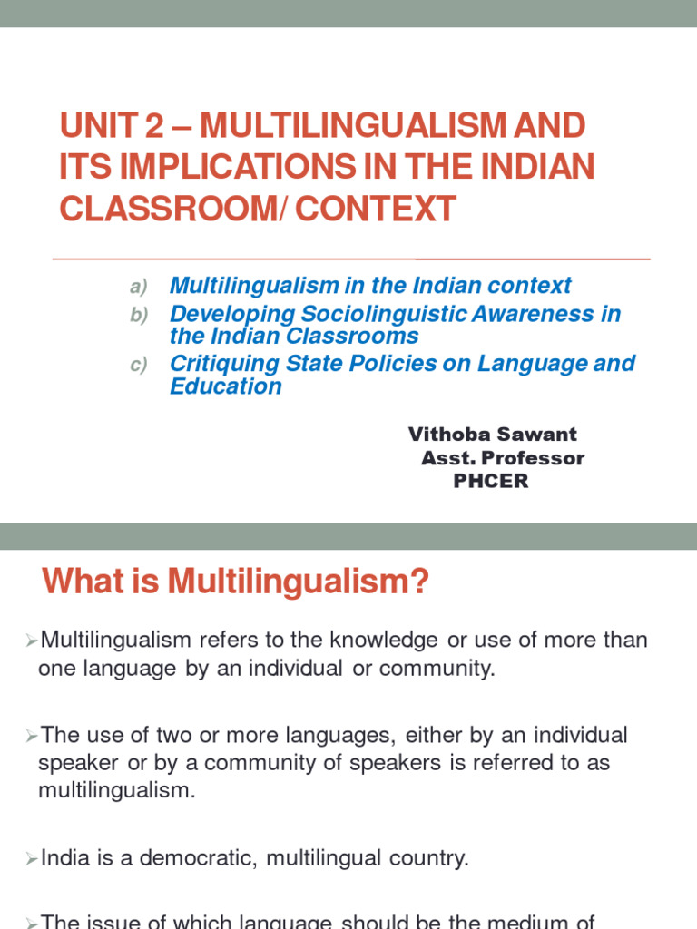 Multilingualism in Indian Classrooms | PDF | Multilingualism ...
