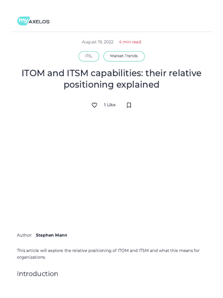ITOM and ITSM capabilities | PDF | It Service Management | Artificial ...