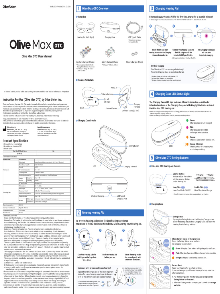 Olive Union Olive Max UsMan (EN) | PDF | Hearing Aid | Usb
