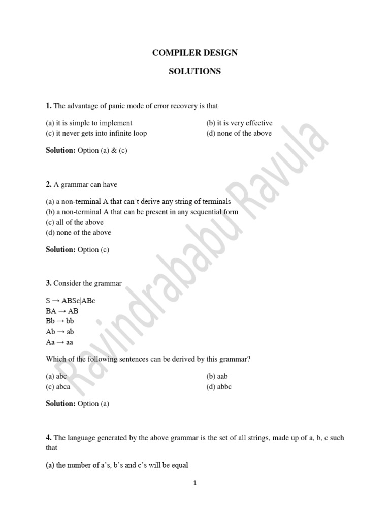 Compiler Design Solutions | Download Free PDF | Parsing | Computer Science