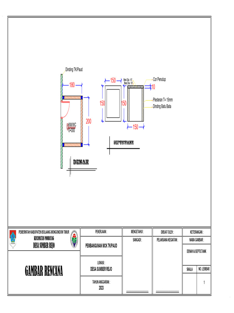 Gambar MCK - Lembar 1 | PDF