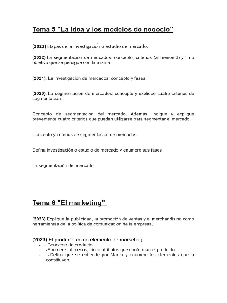 Preguntas Teoricas Tema 5 - 6 y 8 | PDF