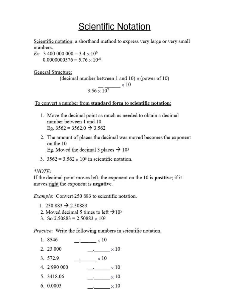 Scientific Notation NOTES | PDF