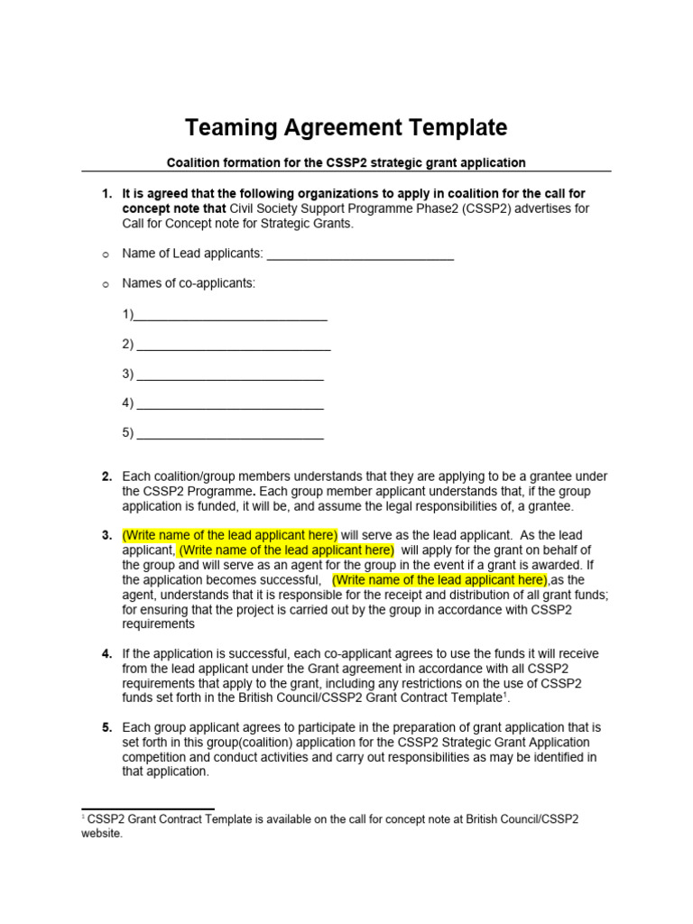 annex_3_teaming_agreement_template | PDF | Government