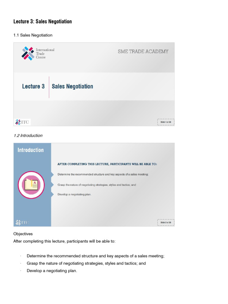 PDF Copy of Lecture 3 - Sales and Negotiations | PDF | Negotiation | Bargaining