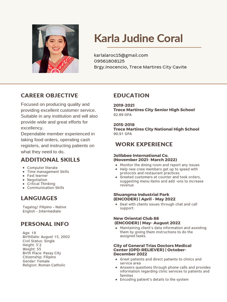 CORAL Resume | PDF | Tagalog Language