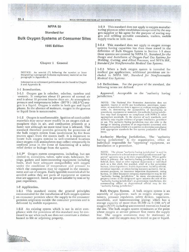 Nfpa 50 | PDF | Pipe (Fluid Conveyance) | Oxygen