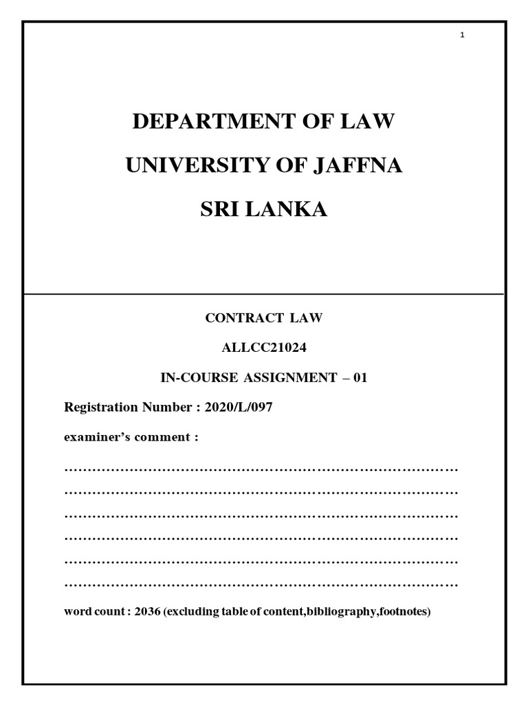 Contract Law Assignment | PDF | Contractual Term | Misrepresentation Contract Law Assignment | PDF | Contractual Term | Misrepresentation