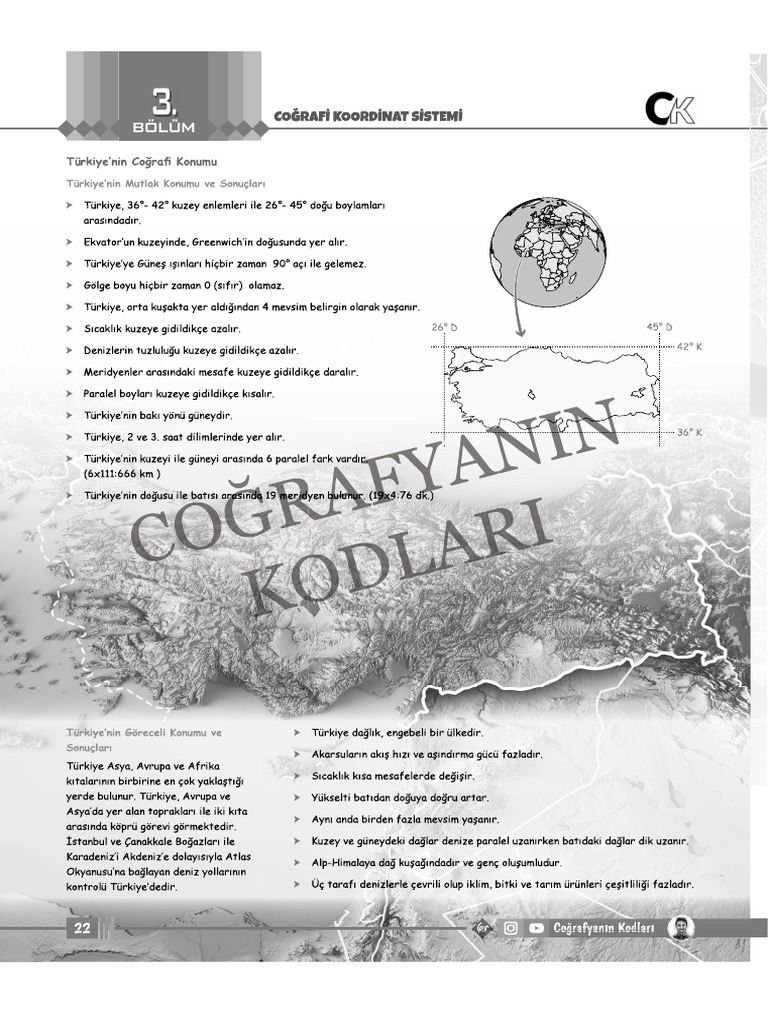 9.sinif Tyt Cografya Turkiyenin Cografi Konumu Konu Anlatimi PDF | PDF