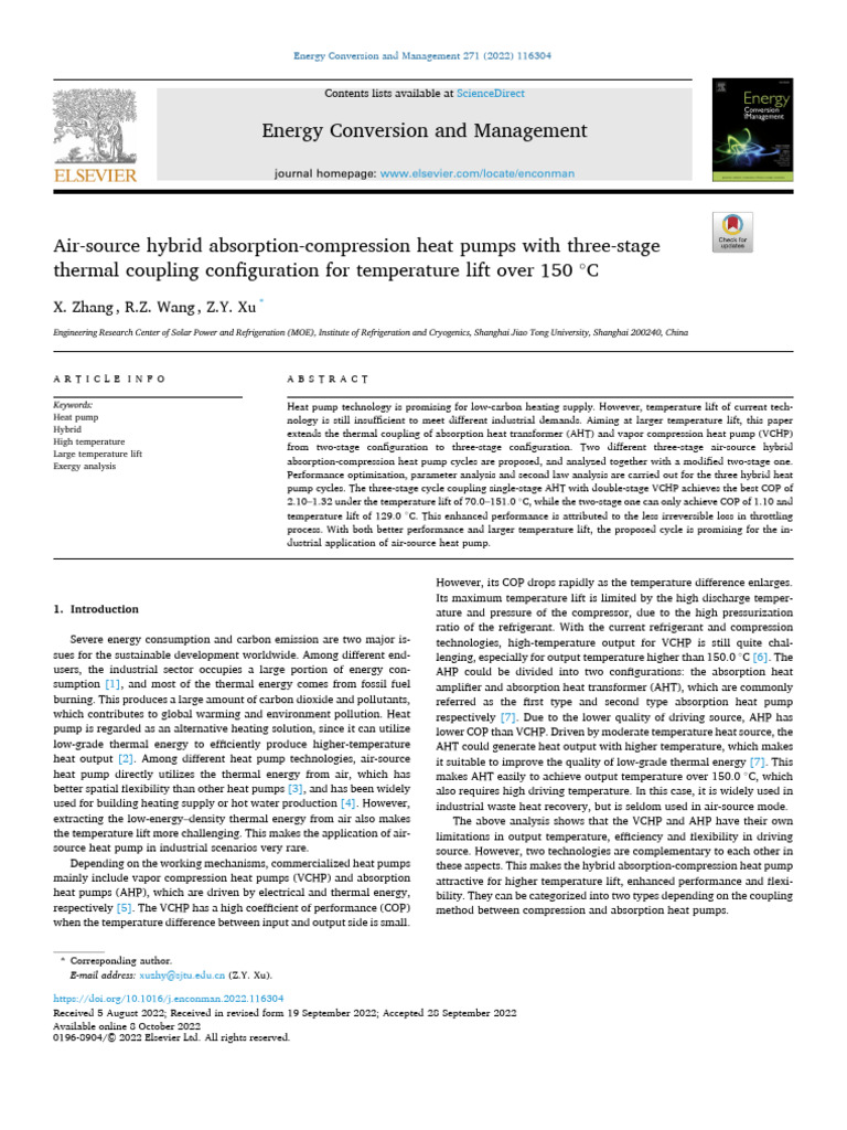 Air-Source Hybrid Absorption-Compression Heat Pumps With Three-Stage ...