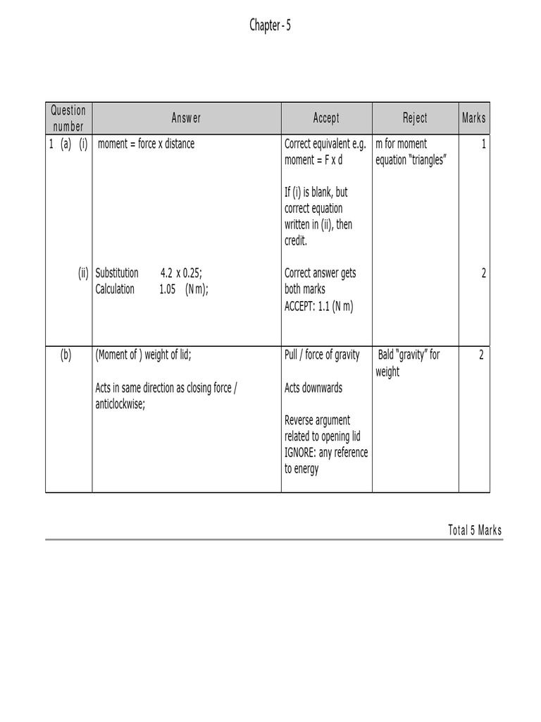 Edexcel IGCSE Physics Booklet CH 5 MS Updated | PDF | Force | Weight