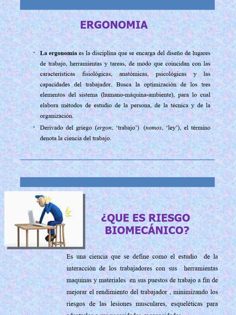Ergonomia Diapositiva Final | PDF | Factores humanos y ergonomía | Seguridad y salud ocupacional