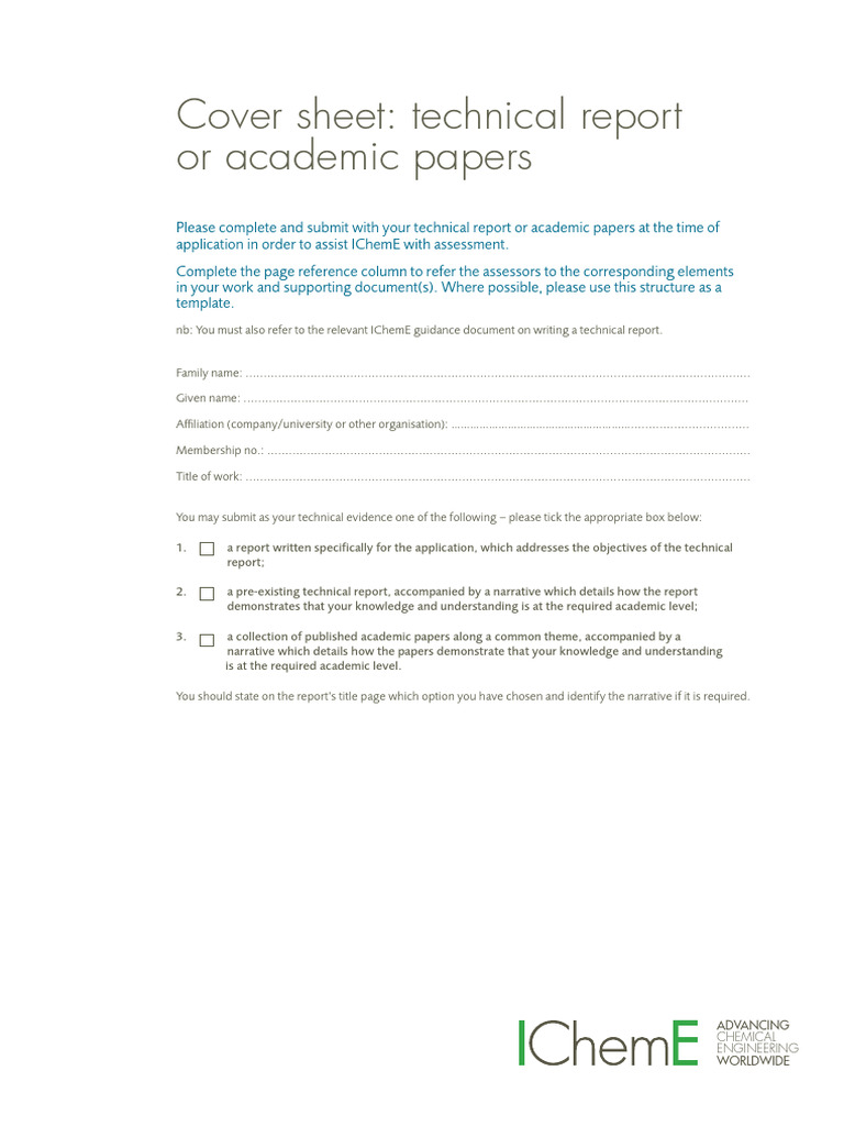 Coversheet Technicalreport or Academicpapers | PDF | Chemical ...
