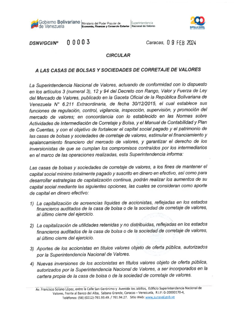 Circular #00003 Sunaval | PDF