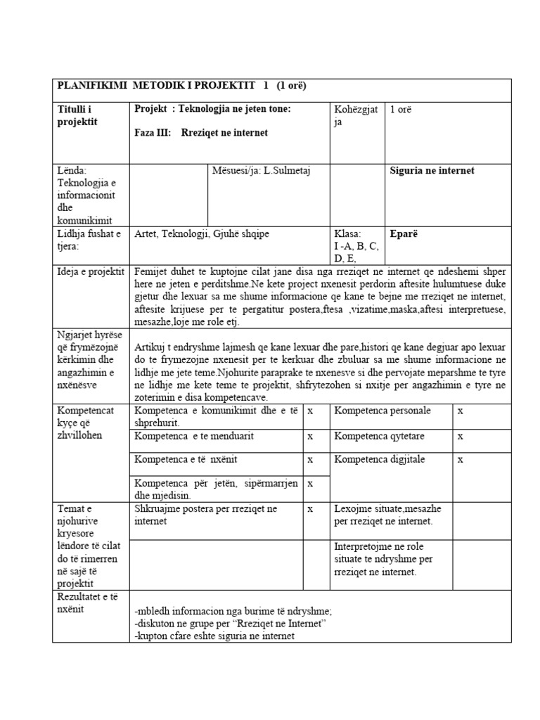 Plan Projekt kl5 Faza III | PDF