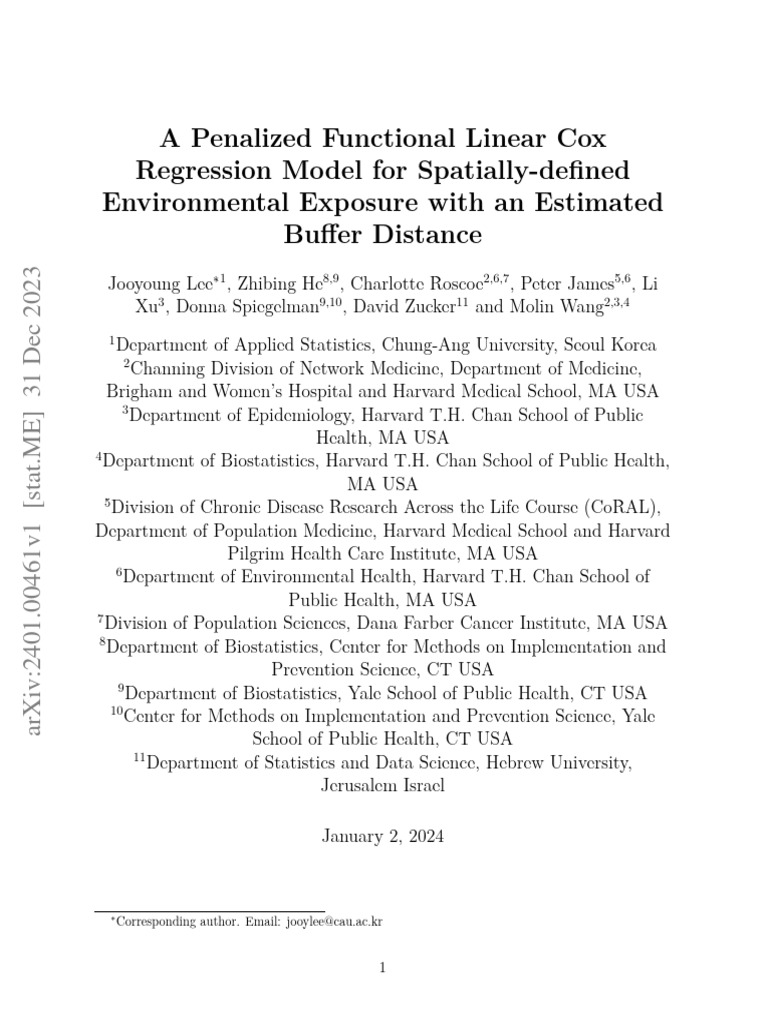 A Penalized Functional Linear Cox Regression Model For Spatially-Defined Environmental Exposure ...