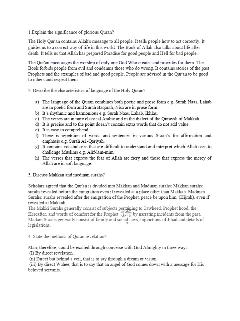 Introduction To Quran and Hadith | PDF | Hadith | Quran