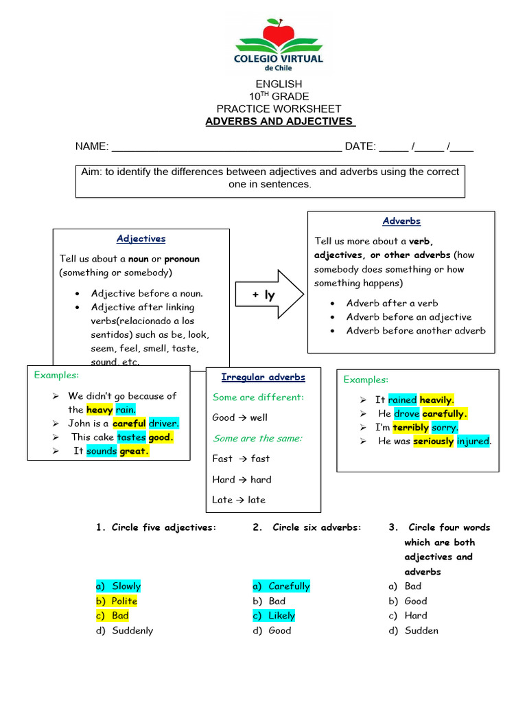 06-Ingles-U4-2m-Practico-Adverbs and Adjectives | PDF
