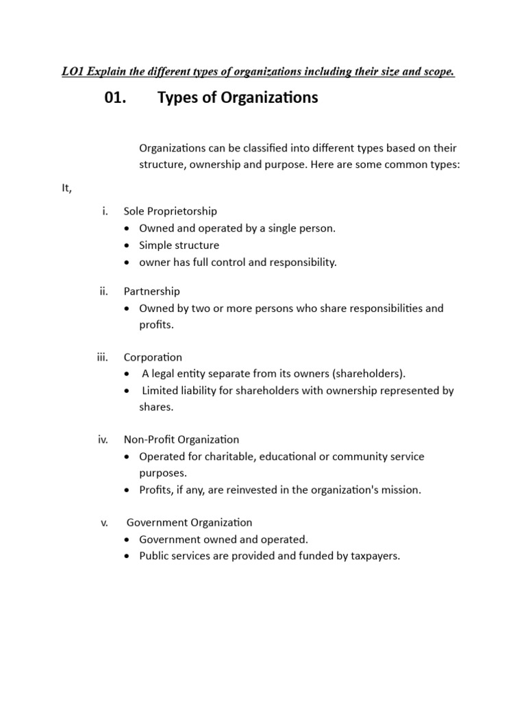 Types and Structures of Organizations | PDF