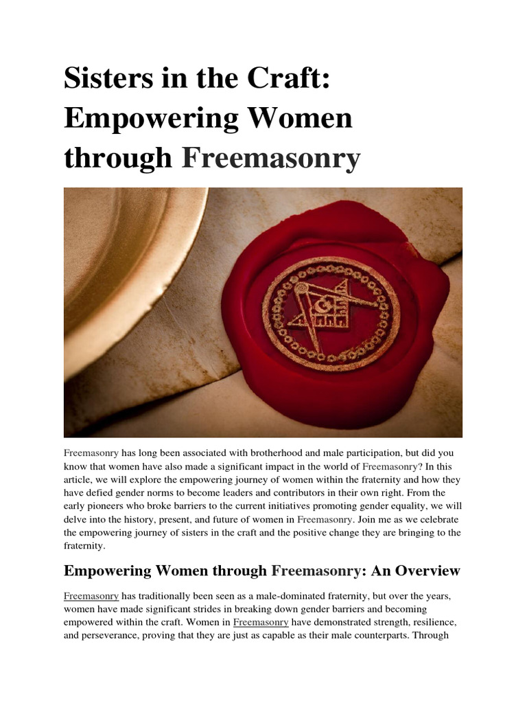 Sisters in The Craft Empowering Women | PDF | Freemasonry | Masonic Lodge