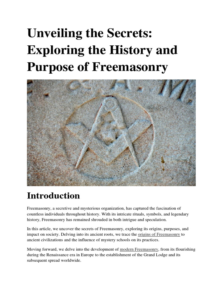 Unveiling The Secrets Exploring The History of Freemasonry | PDF ...