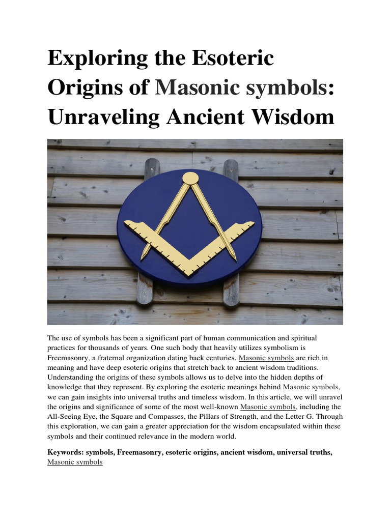 Exploring The Esoteric Origins of Masonic Symbols | PDF | Freemasonry ...