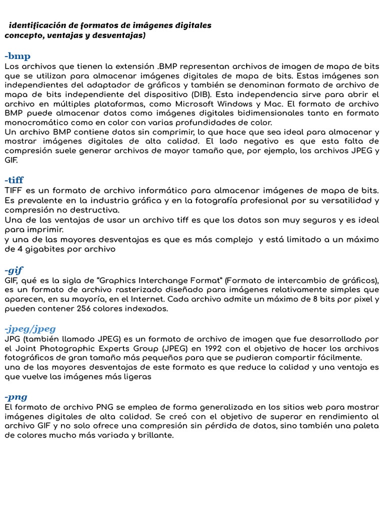identificación de formatos de imágenes digitales | PDF
