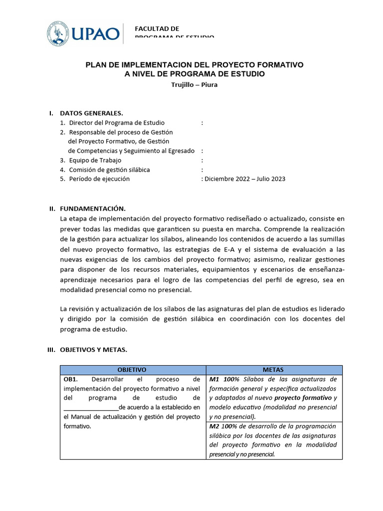 3a. Plan de Implementación Del Proyecto Formativo (Actualizado ...