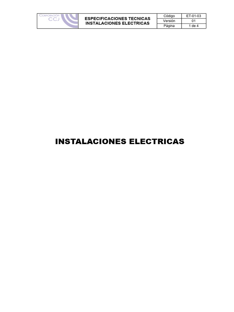 Especificaciones Técnicas Instalaciones Eléctricas | PDF | Ingenieria Eléctrica | Telecomunicaciones