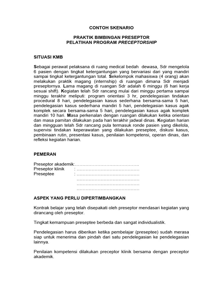 Contoh Skenario-Preseptor | PDF