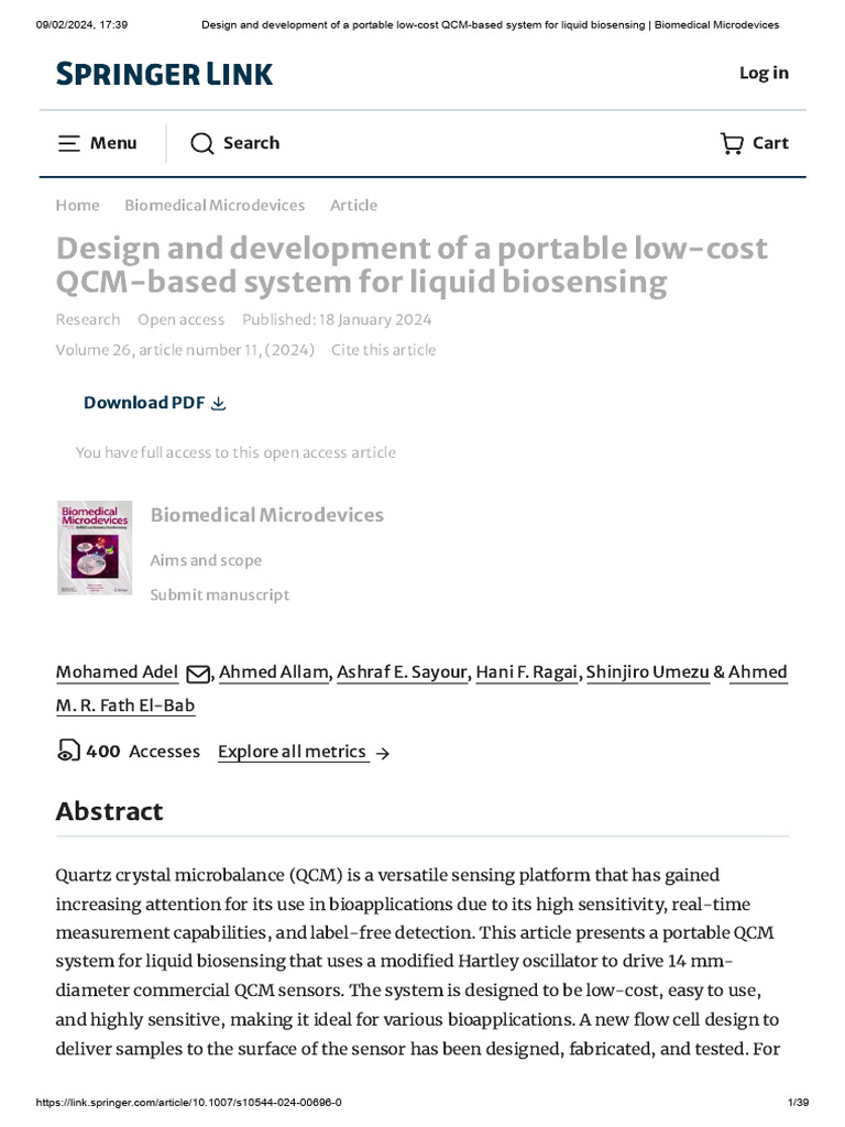 Portable QCM System for Liquid Biosensing | PDF | Bipolar Junction ...