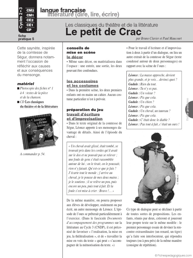 Saynète de théâtre pour CE2 à imprimer | PDF | Mensonge