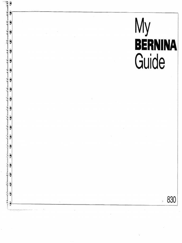 Bernina 830 Sewing Machine Instruction Manual | PDF